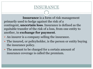 Principles of insurance | PPTX