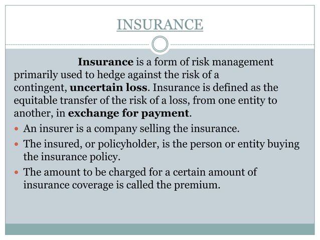 Principles of insurance | PPTX | Insurance | Personal Finance