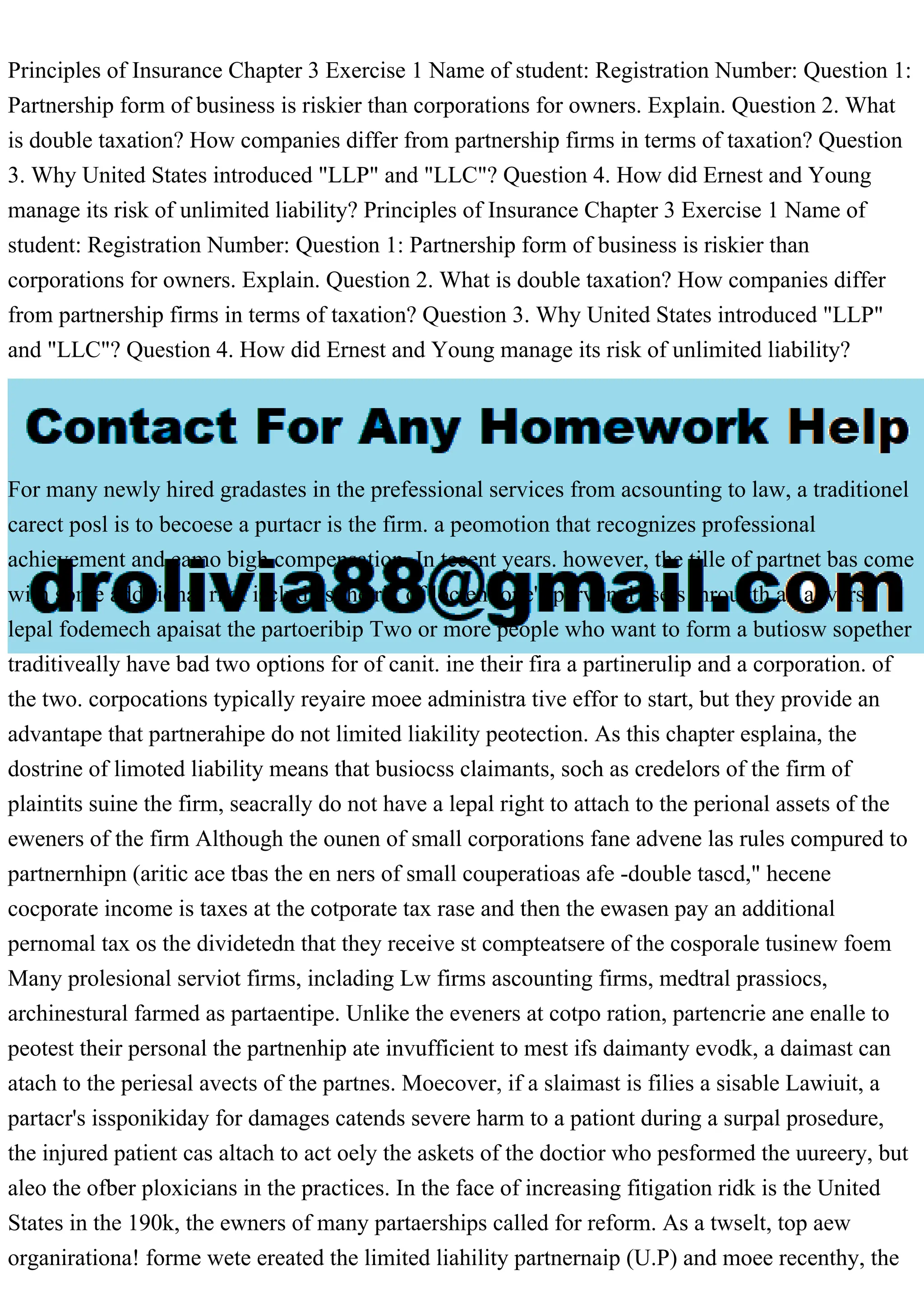 Principles of Insurance Chapter 3 Exercise 1 Name of student Regist.pdf