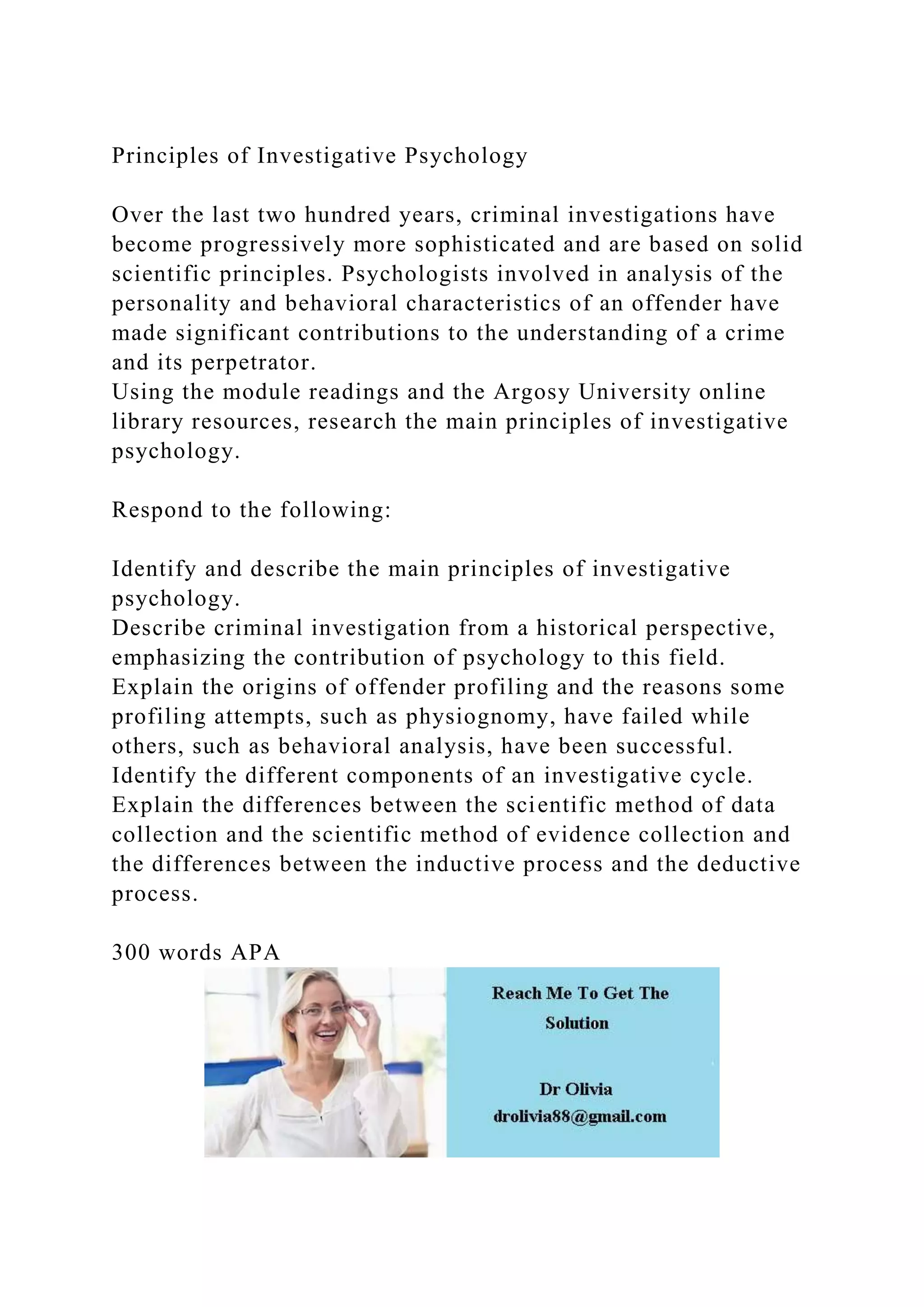 Principles of Investigative PsychologyOver the last two hundred .docx