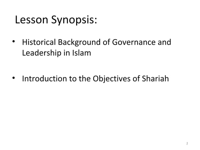 Principles of Islamic Governance and Leadership Week 1 Lecture | PPT ...
