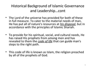 Principles of Islamic Governance and Leadership Week 1 Lecture | PPT