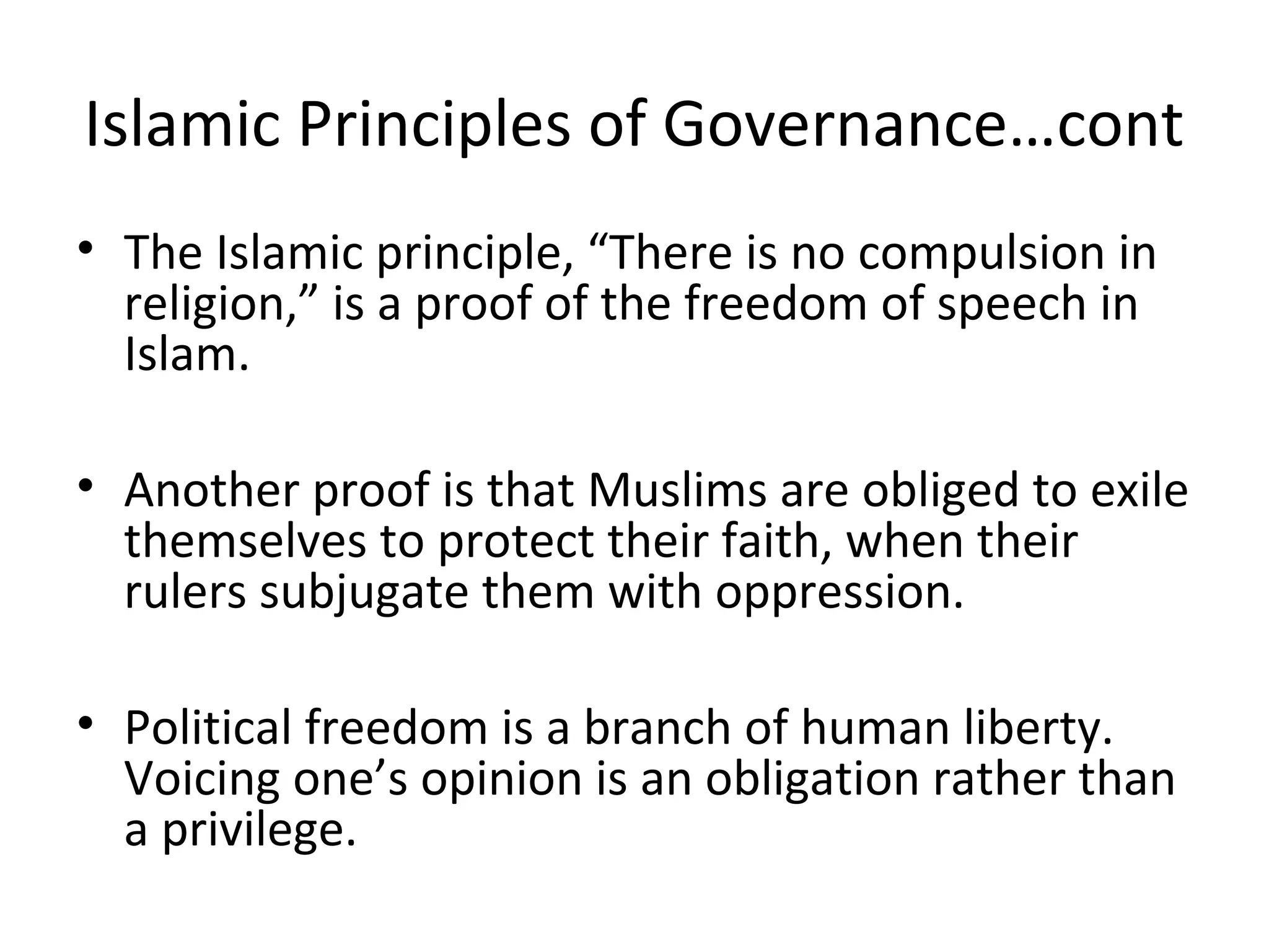 Principles of Islamic Governance and Leadership week 4 lecture | PPT
