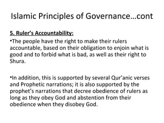 Principles of Islamic Governance and Leadership week 4 lecture | PPT
