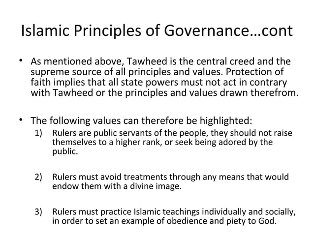 Principles of Islamic Governance and Leadership week 4 lecture | PPT