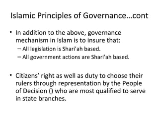 Principles of Islamic Governance and Leadership week 4 lecture | PPT
