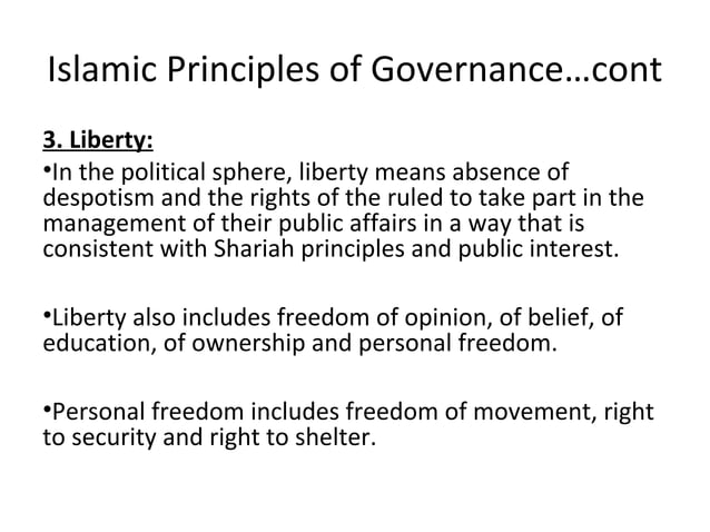 Principles of Islamic Governance and Leadership week 4 lecture | PPT