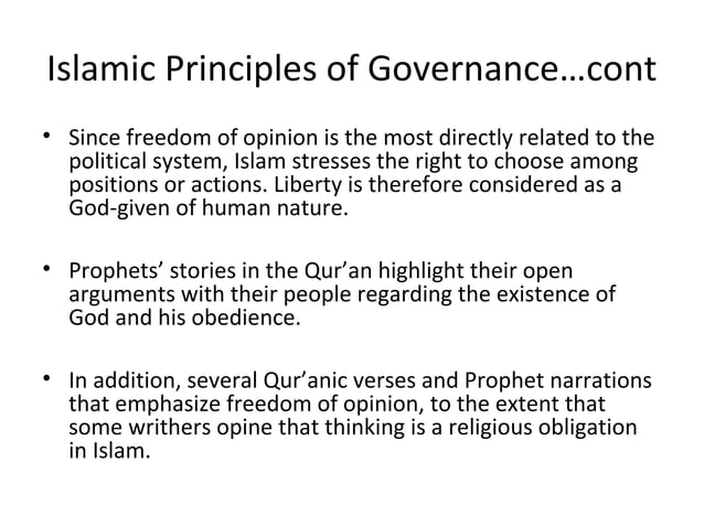 Principles of Islamic Governance and Leadership week 4 lecture | PPT