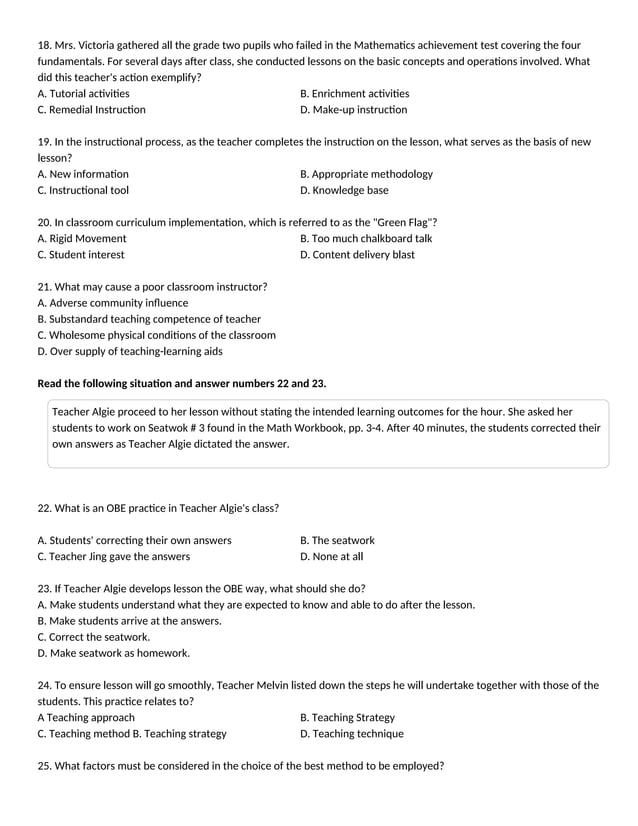 PRINCIPLES OF Learning for Mock board Examinations | DOCX