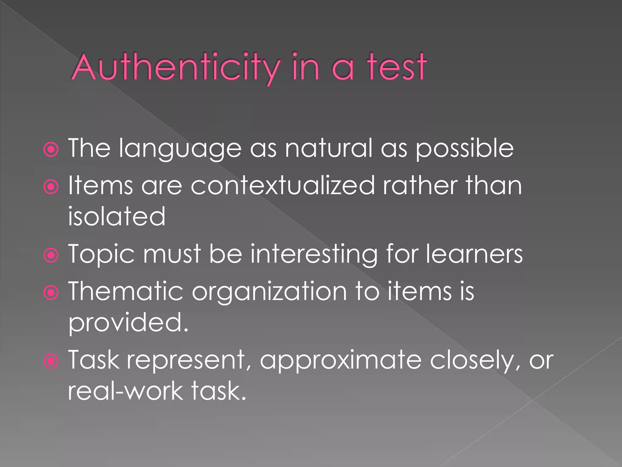 Principles of language assessment ( evaluation of language teaching) | PPTX