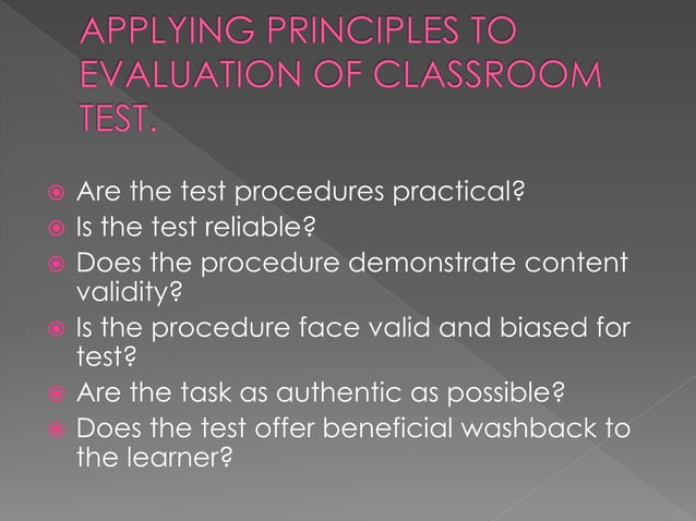 Principles of language assessment ( evaluation of language teaching) | PPTX