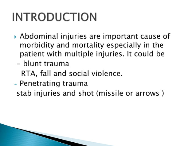 Principles of laparotomy for trauma | PPTX | First Aid | Injuries