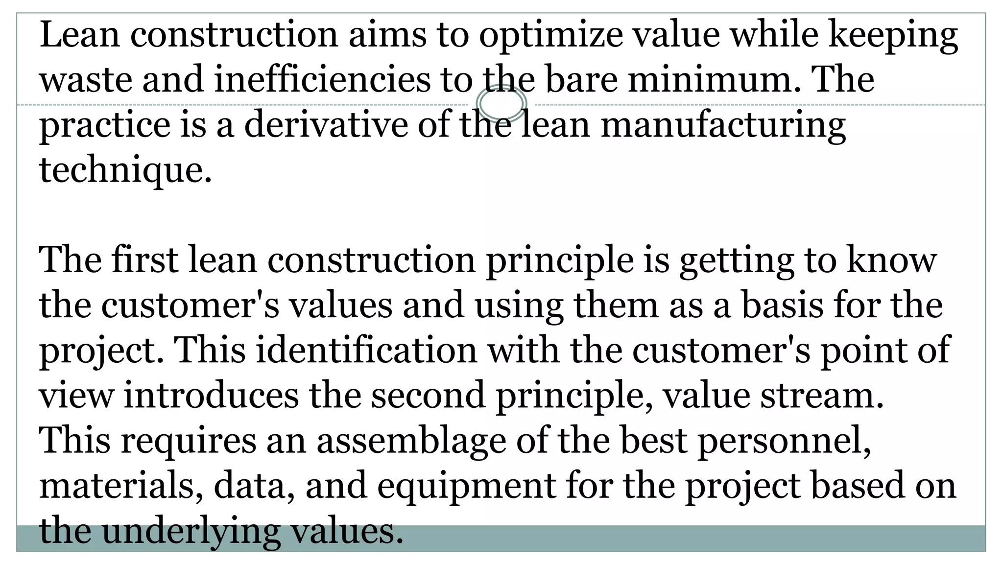 Principles of lean construction | PPTX