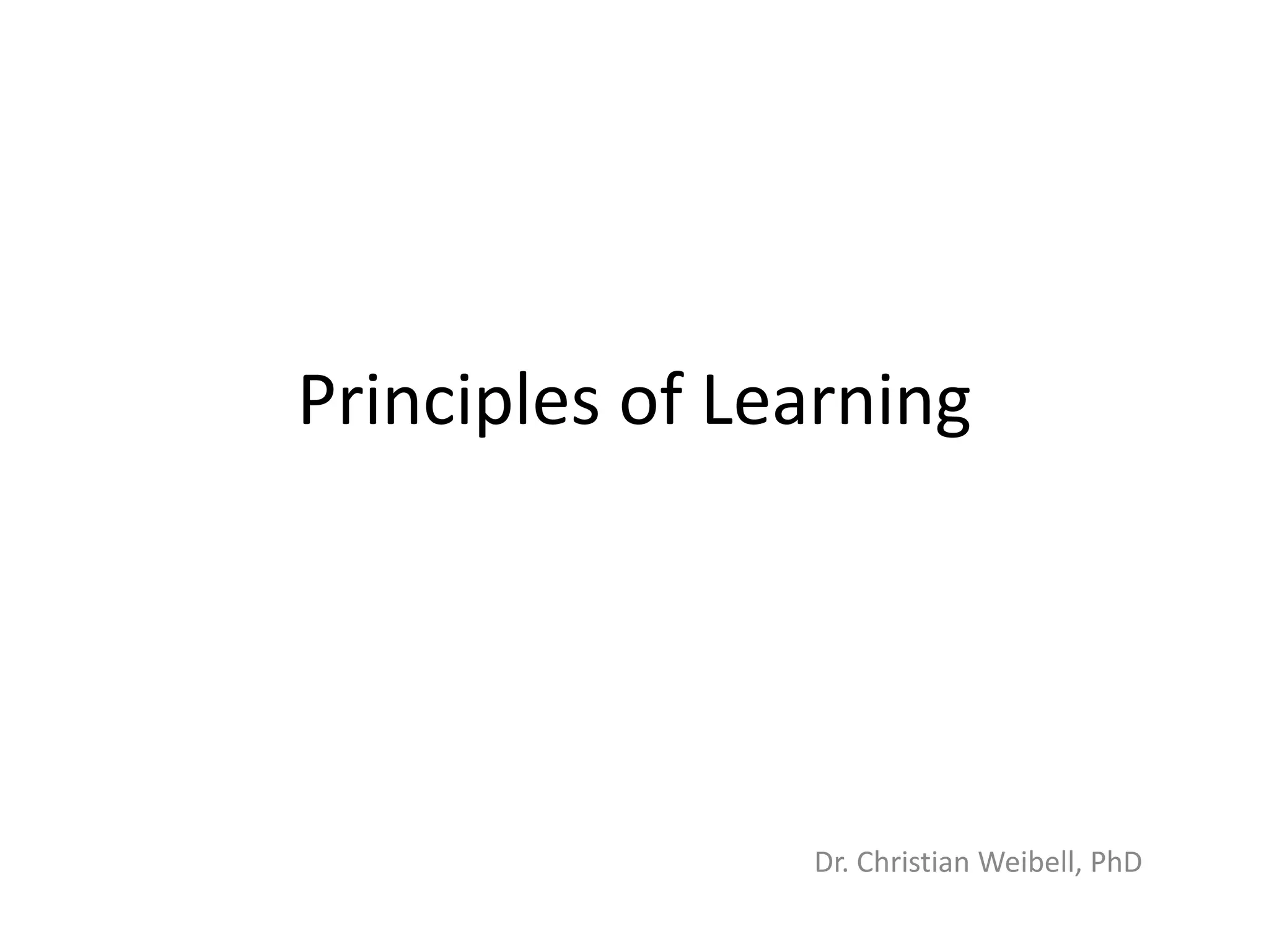 Principles of Learning | PPT