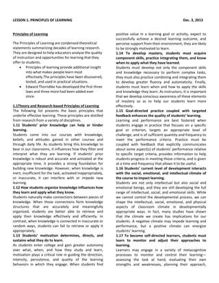 Principles of learning handouts | DOCX | Primary Education | Education
