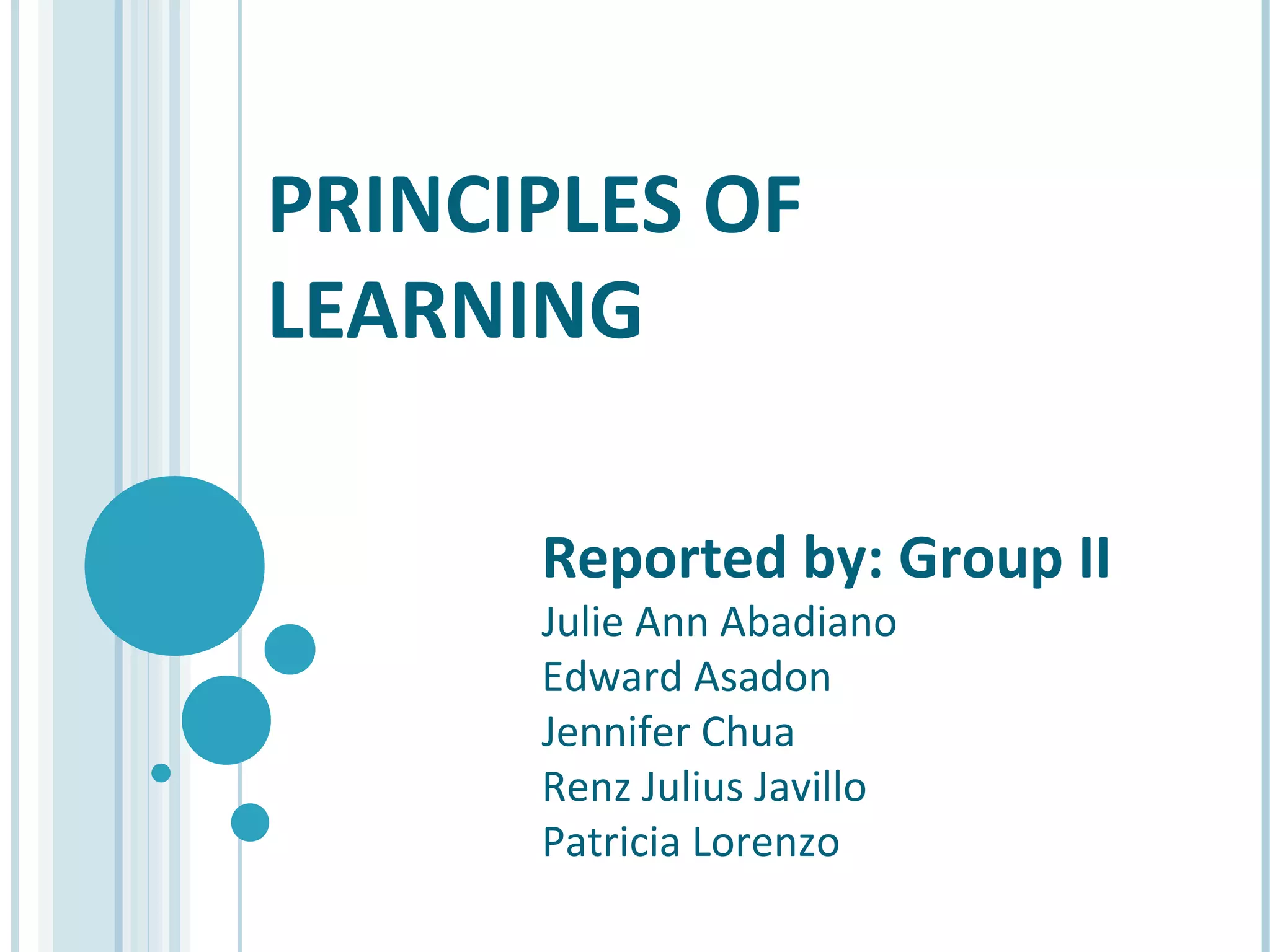 Principles of learning (6 laws of learning) | PPT