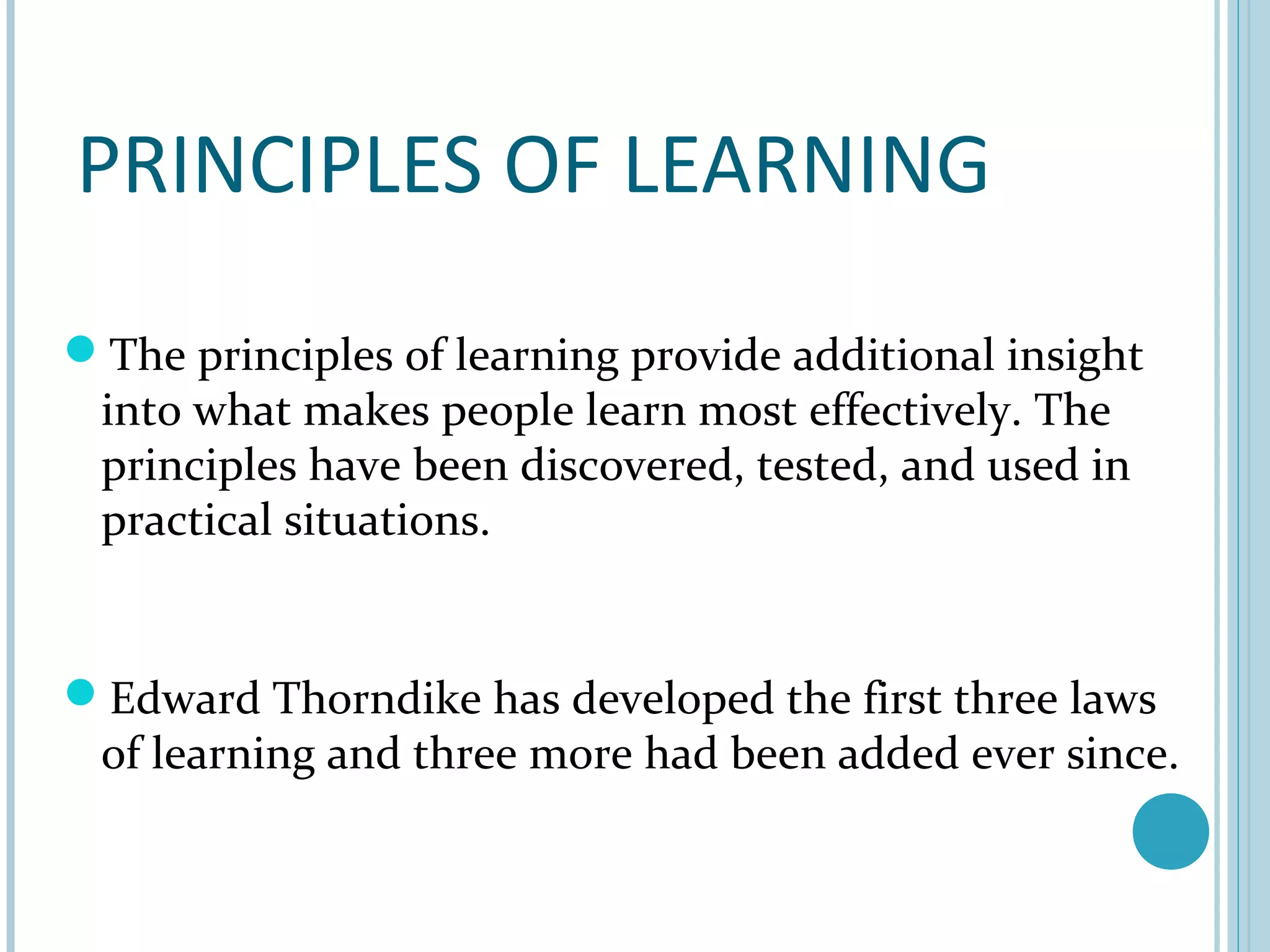 Principles of learning (6 laws of learning) | PPT