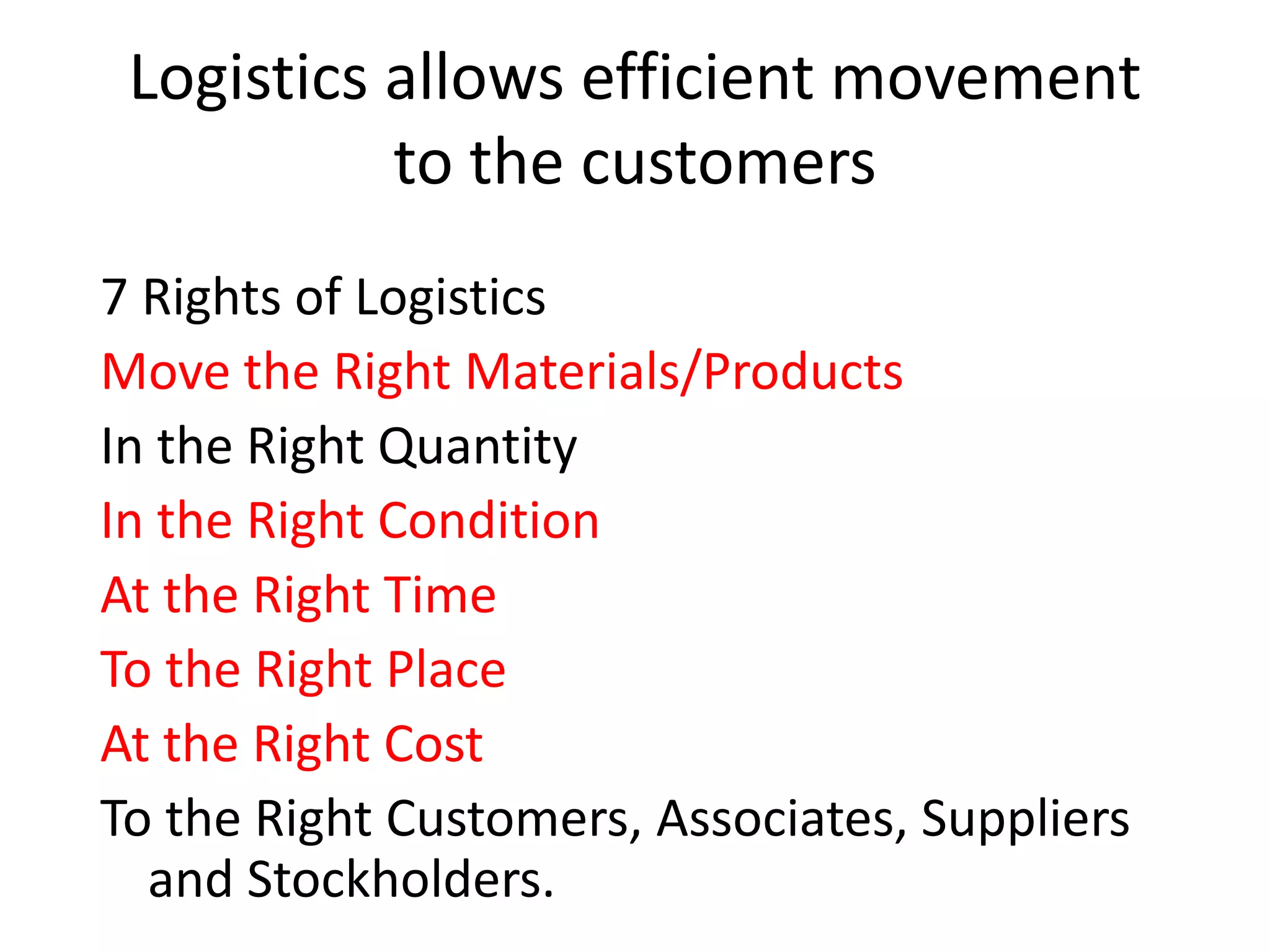 Principles Of Logistics Management | PPTX