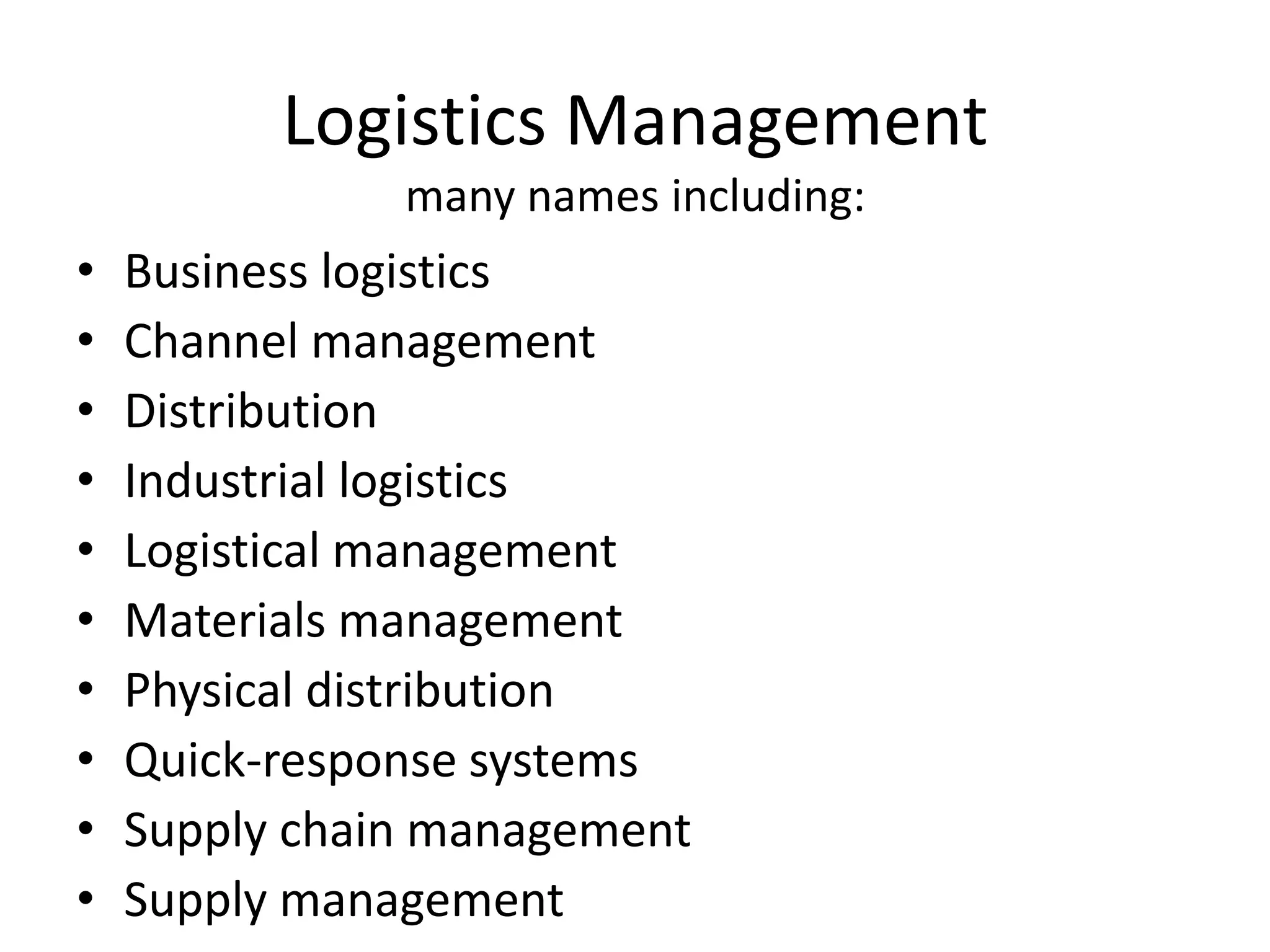 Principles Of Logistics Management | PPTX
