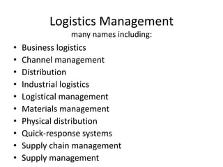 Principles Of Logistics Management | PPTX