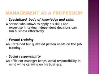 Principles of management Unit-1 BBA | PPTX