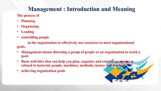 Basic understanding and knowledge on Principles of Management | PPT