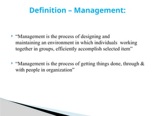 principles of management, funtions , importance and charateristics | PPTX