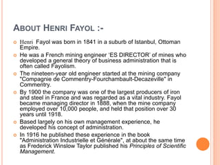 Principles of management by Henri Fayol | PPTX