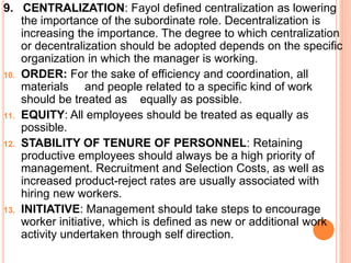 Principles of management by Henri Fayol | PPTX