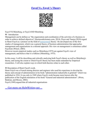 Principles Of Management By Henri Fayol | PDF