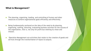Principles of management chap 1 2 group 1 | PPTX