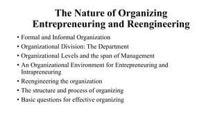 Principles of management organizing & reengineering | PPT