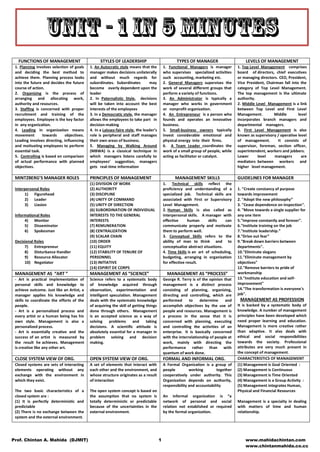 Principles of Management - Short Notes | PDF