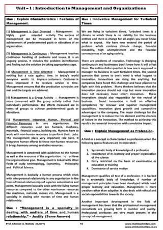 Principles of Management - Short Notes | PDF
