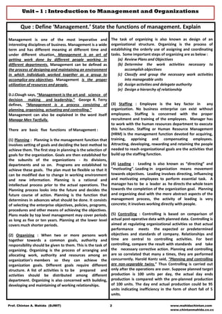 Principles of Management - Short Notes | PDF