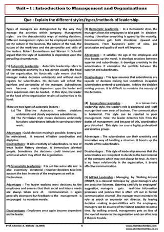 Principles of Management - Short Notes | PDF