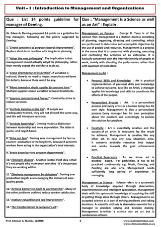 Principles of Management - Short Notes | PDF