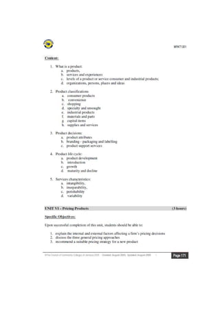 Principles of marketing course outline | PDF