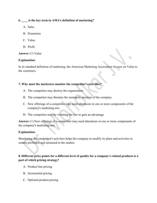 Principles of Marketing MCQ.pdffffffffff | PDF