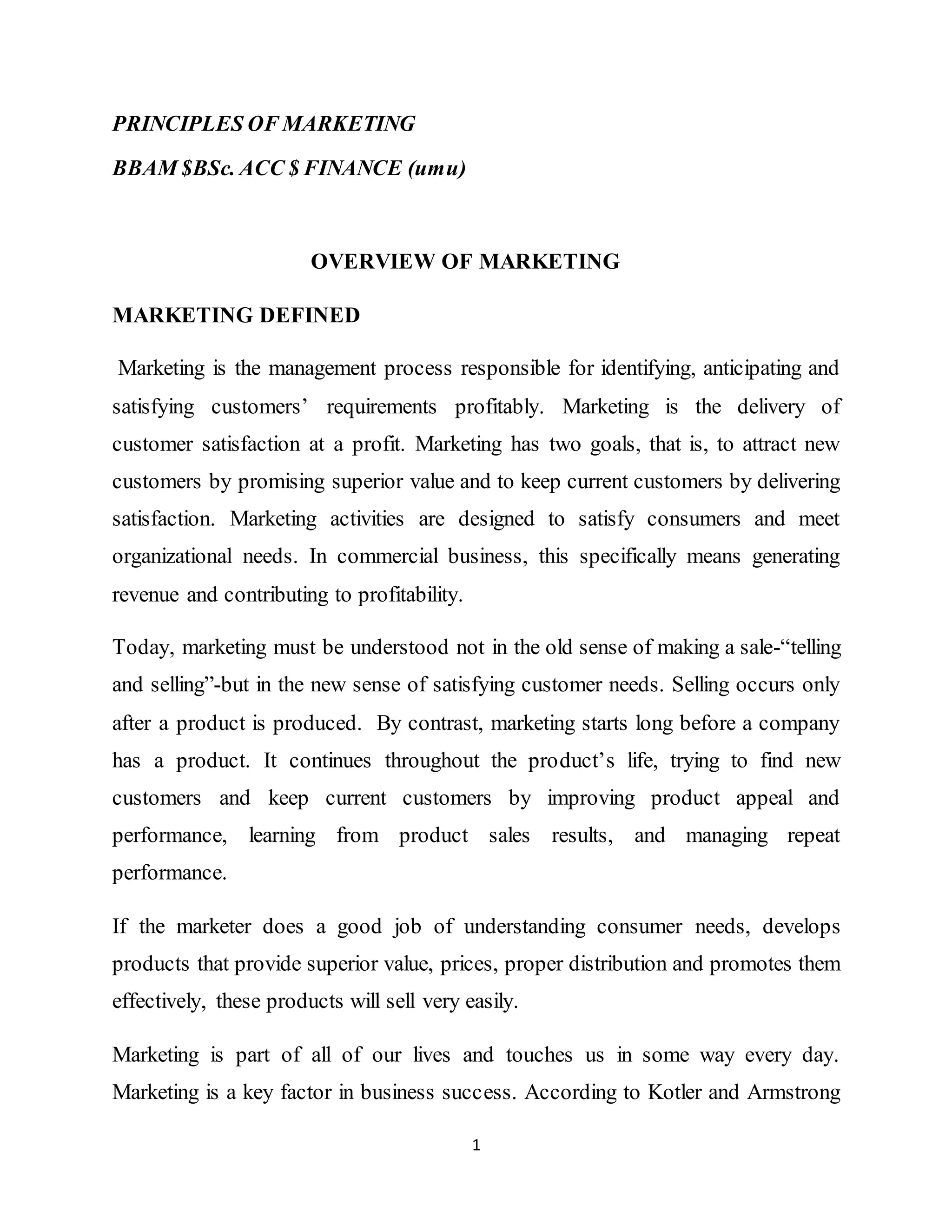 Principles of marketing notes umu | DOCX