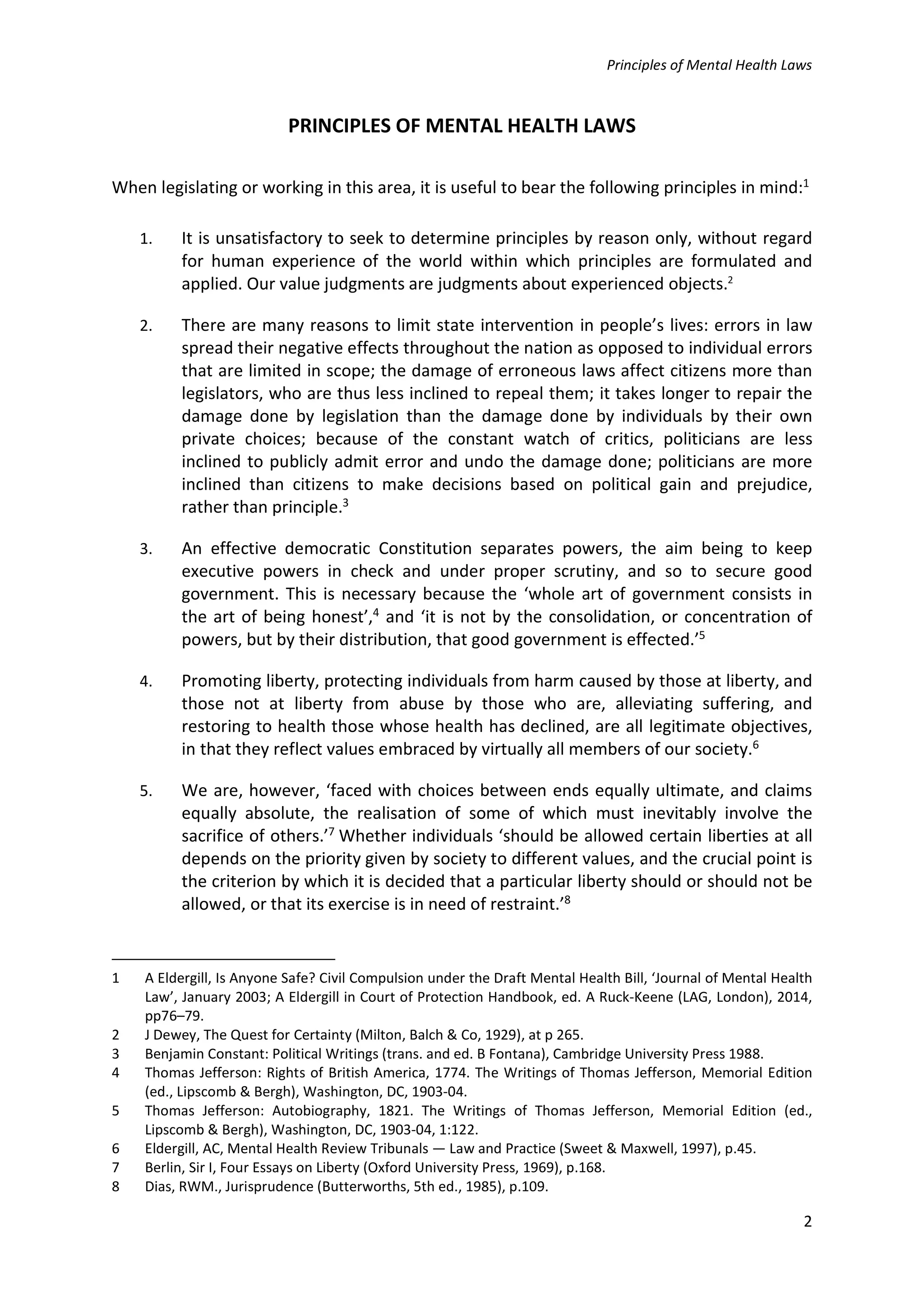 Principles of Mental Health Laws (rev) | PDF