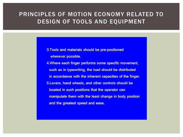 Principles of Motion Economy | PPTX