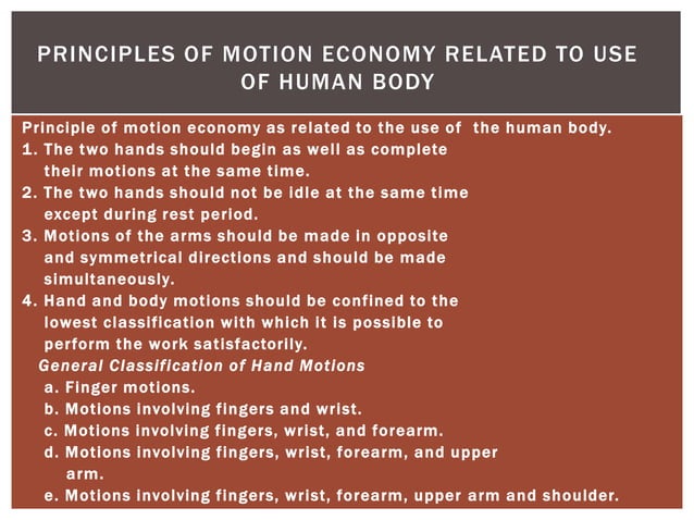 Principles of Motion Economy | PPTX