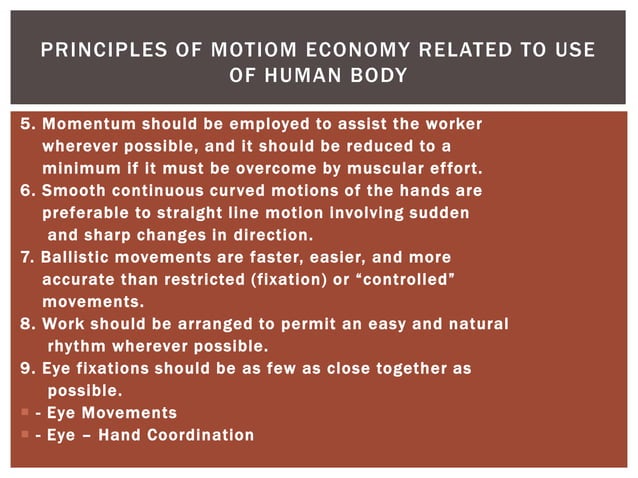 Principles of Motion Economy | PPTX