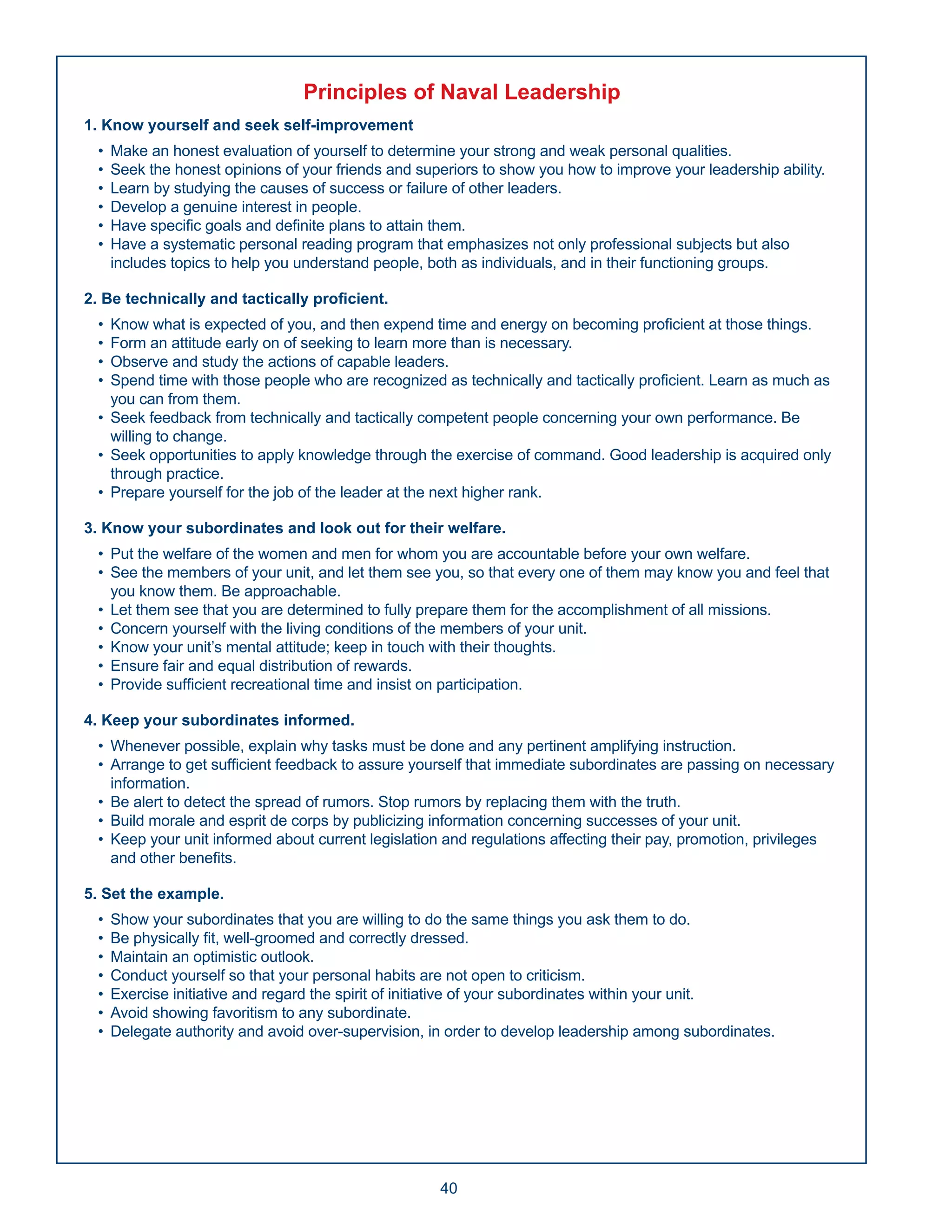 Principles of Naval Leadership NLPG FY12 | PDF