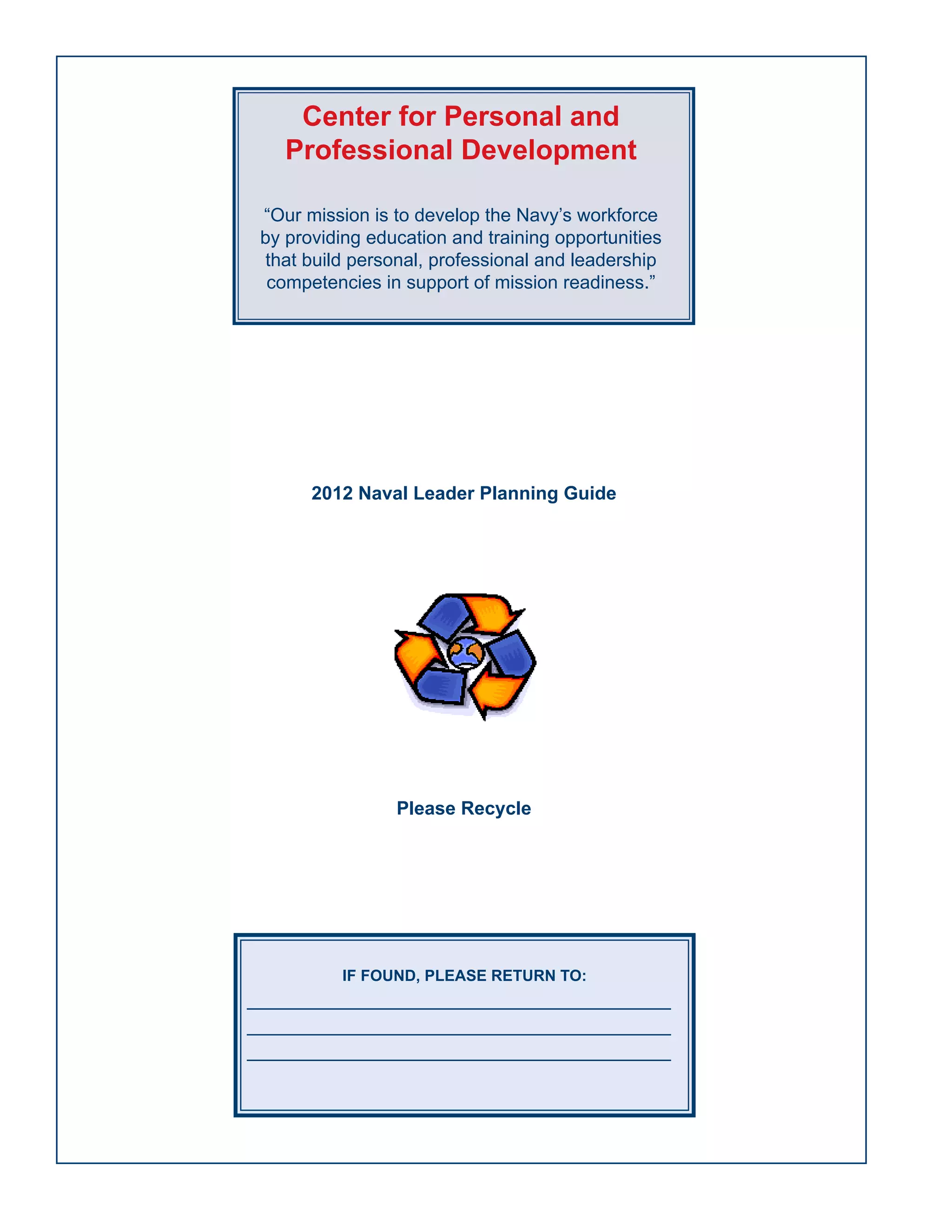 Principles of Naval Leadership NLPG FY12 | PDF