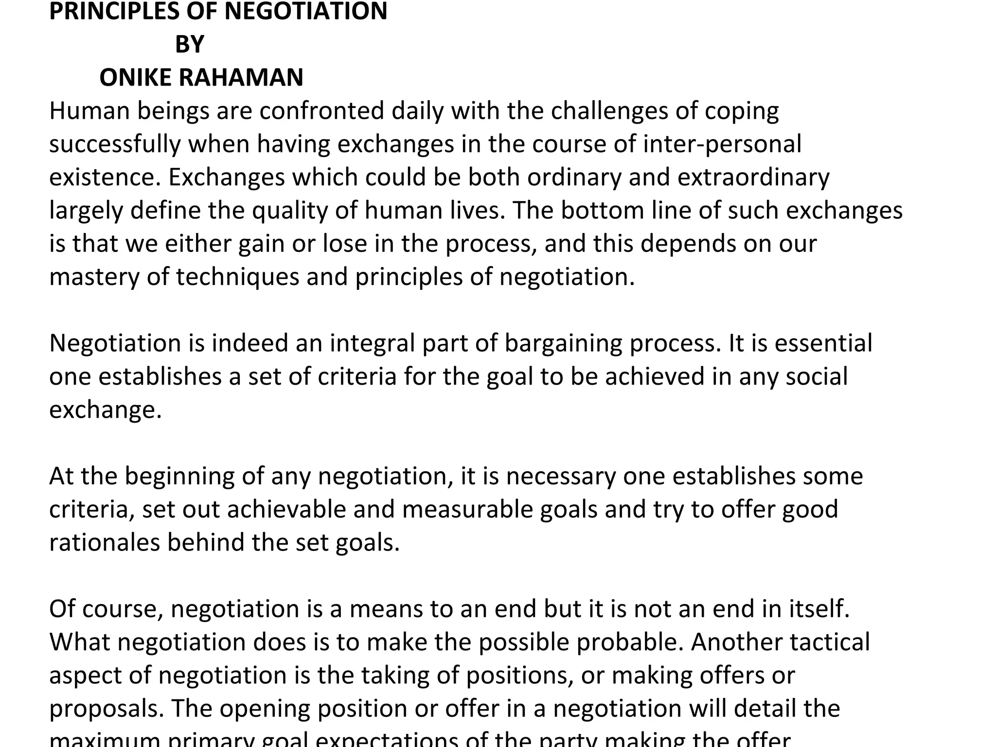 Principles of negotiation | PPT