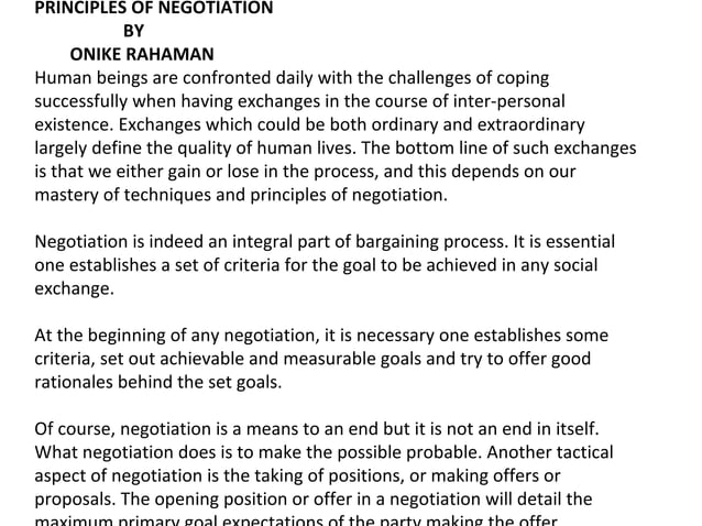 Principles of negotiation | PPT
