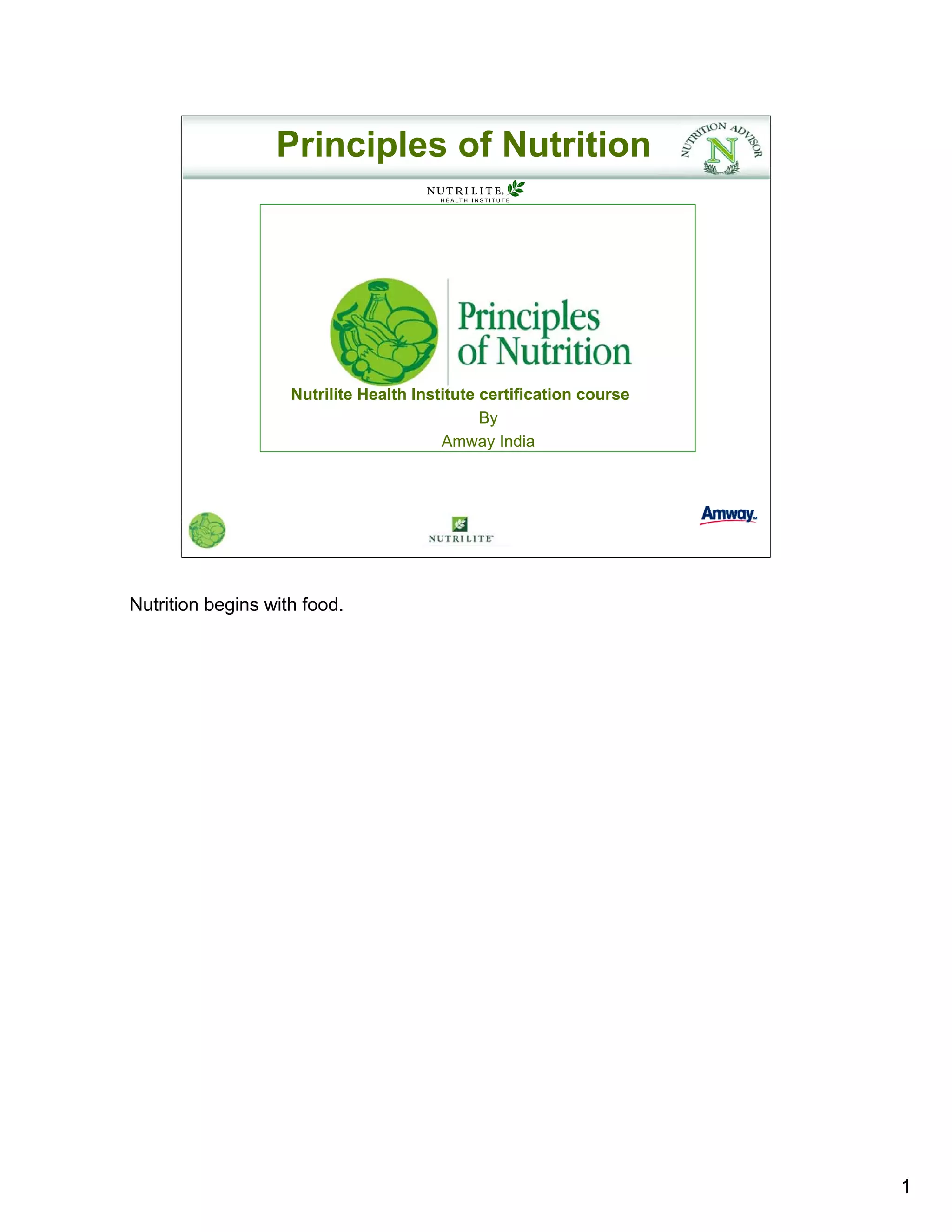 Principles of nutrition by nhi (Introduction to Nutrition) | PDF