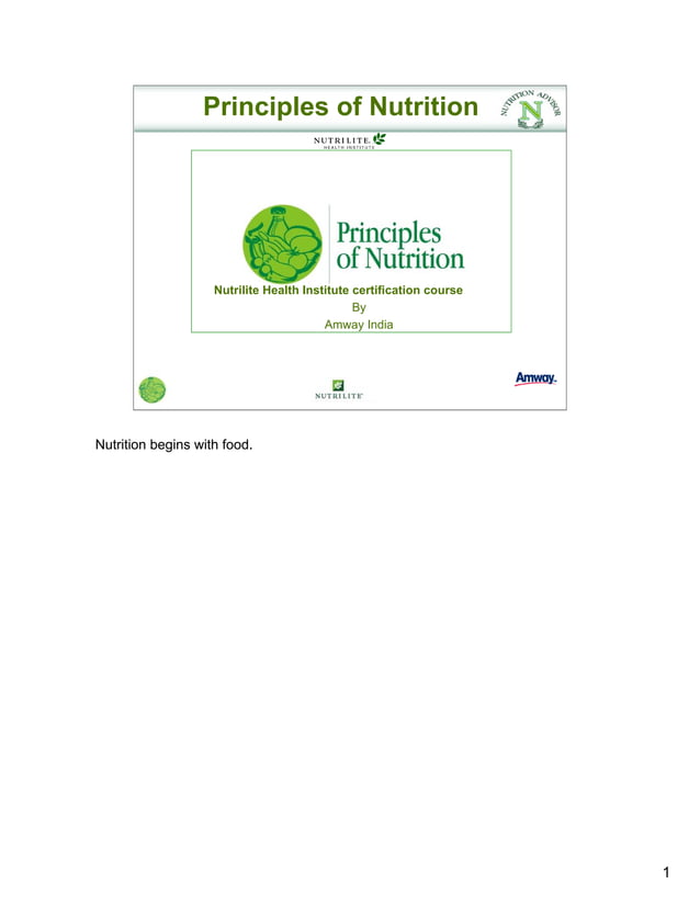 Principles of nutrition by nhi (Introduction to Nutrition) | PDF